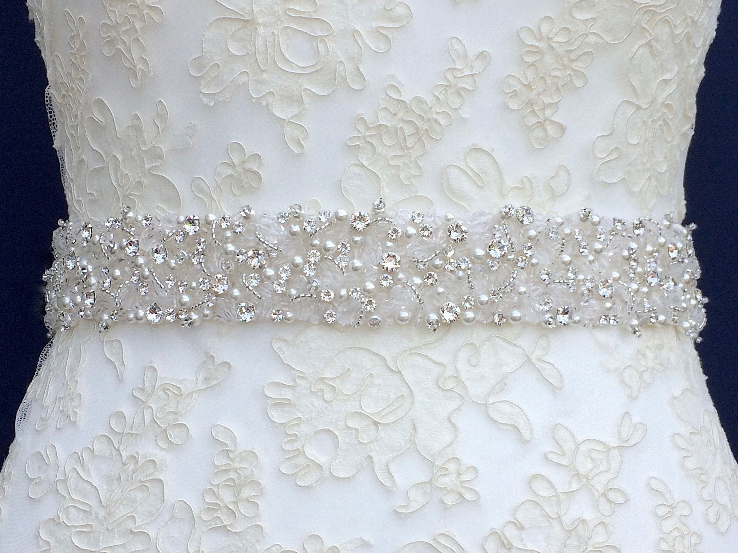 Beautiful Pearl Crystal Bridal Wedding Belt Diamante Sashes ...